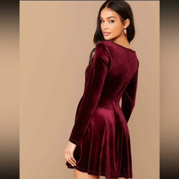 Dresses | Belle Square Neck Flared Velvet Dress | Poshmark